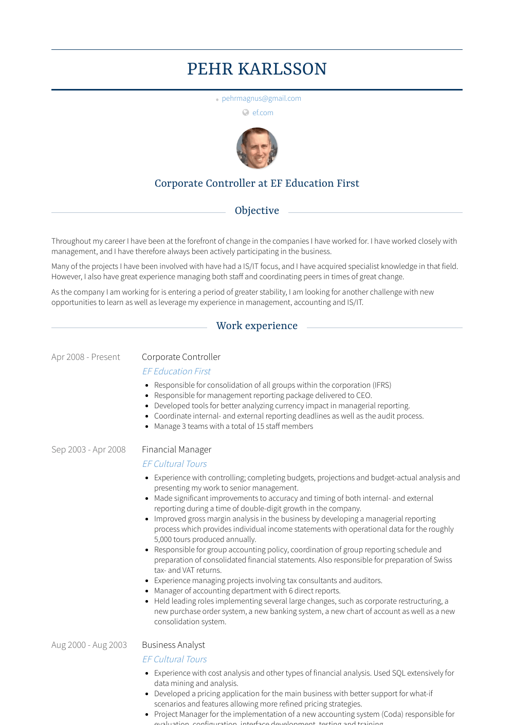 Corporate Controller - Resume Samples and Templates | VisualCV