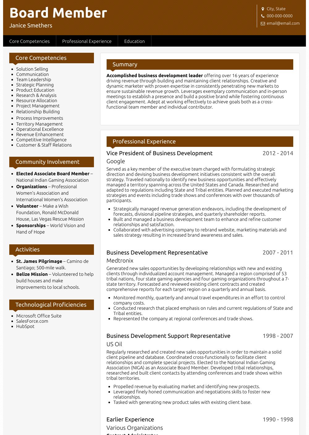 Board Member Resume Samples And Templates VisualCV