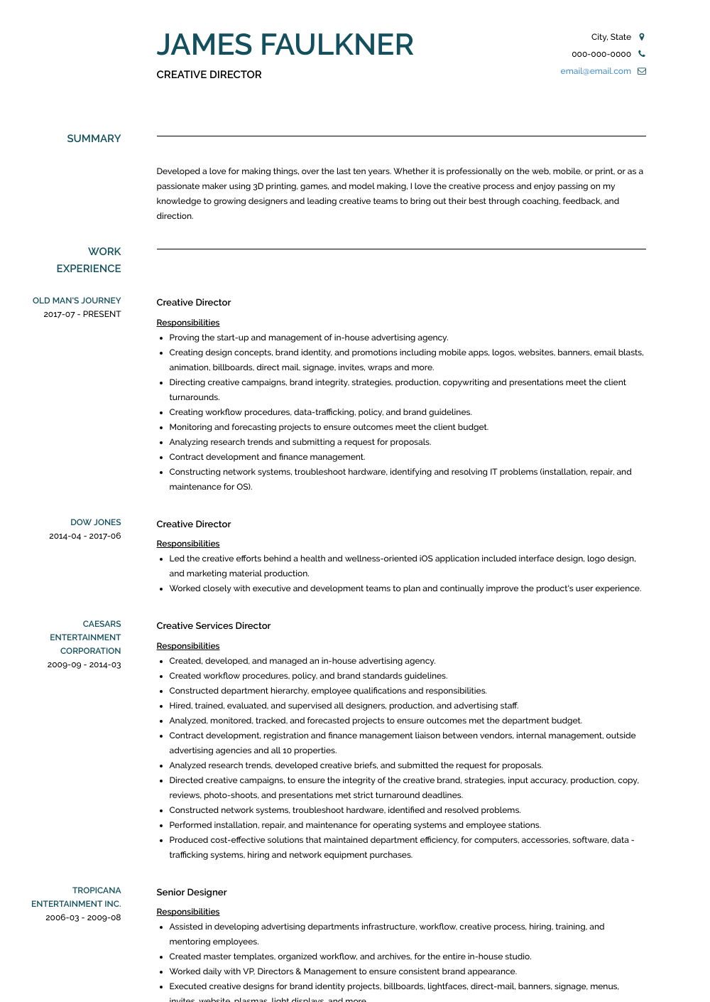 Creative Director Resume Samples And Templates VisualCV
