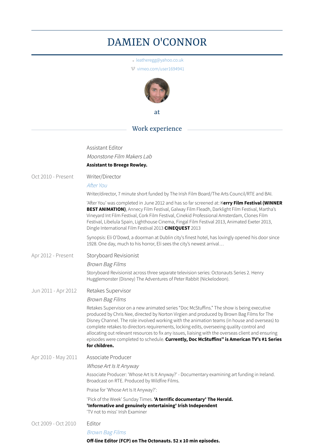 Ireland Irish Cv Template Contoh Gambar Template