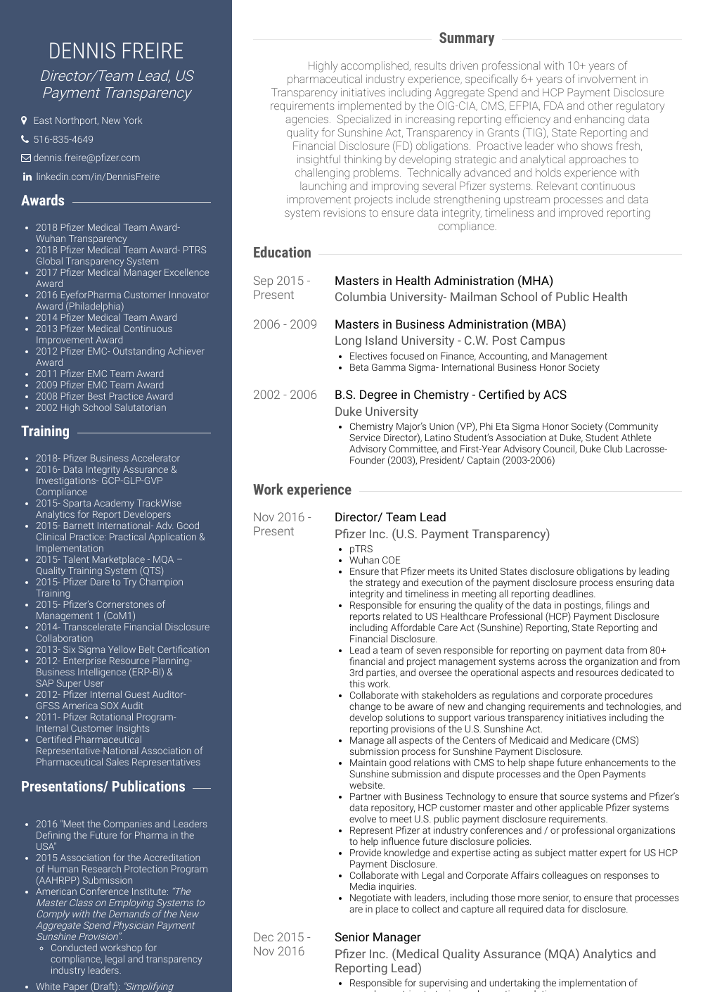 Associate Director - Resume Samples and Templates | VisualCV