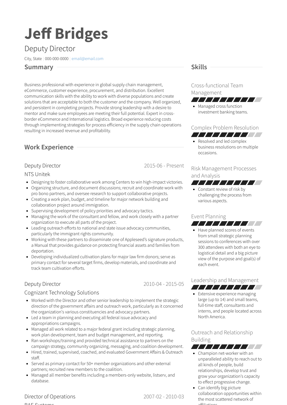 Deputy Director Resume Samples And Templates VisualCV
