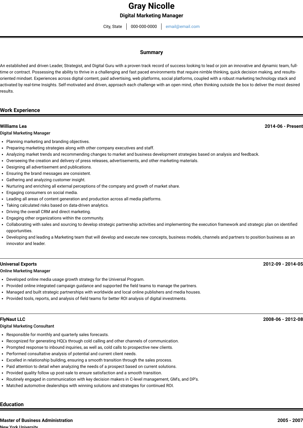 Digital Marketing Manager Resume Samples And Templates VisualCV
