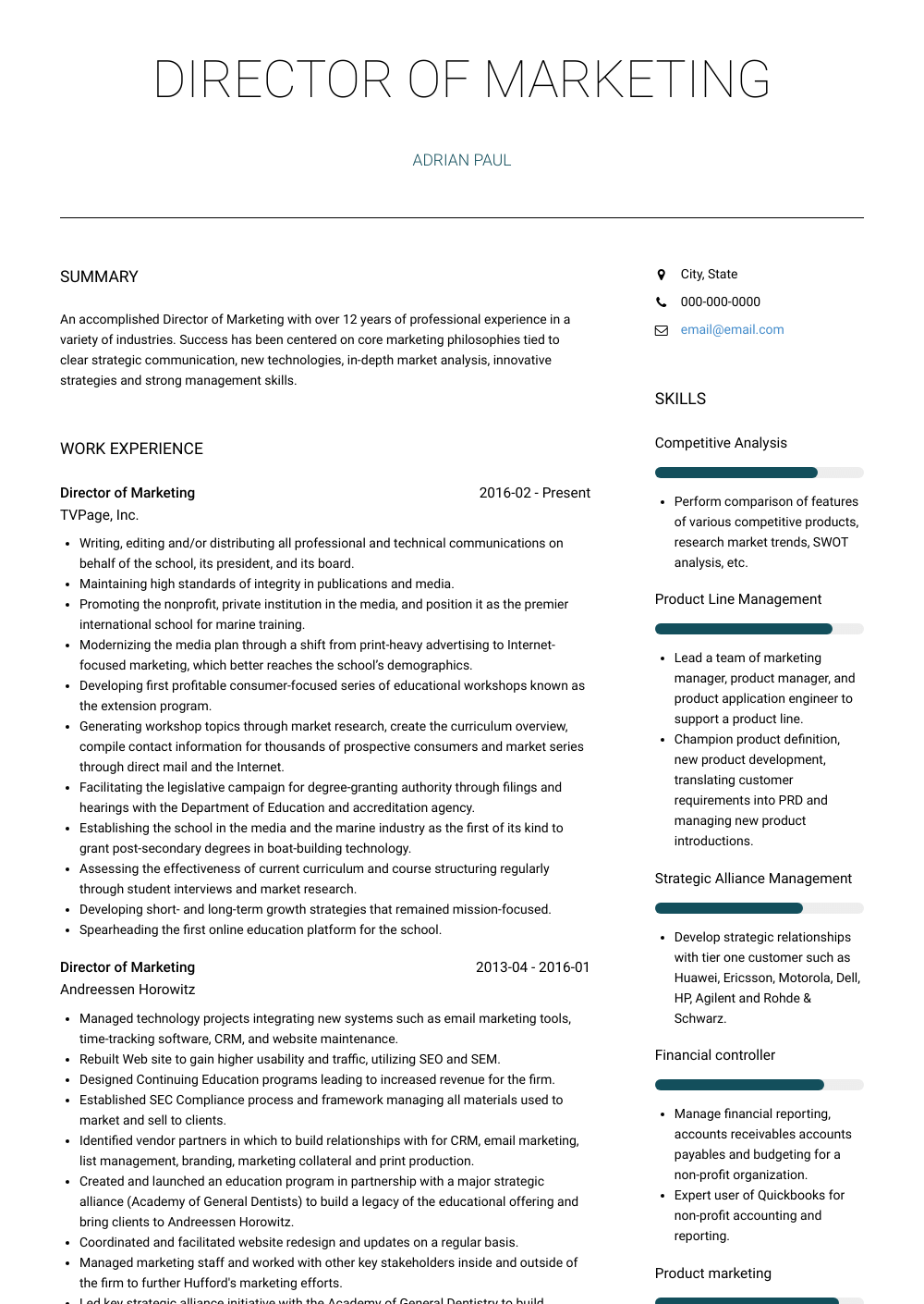 Director Of Marketing Resume Samples And Templates VisualCV