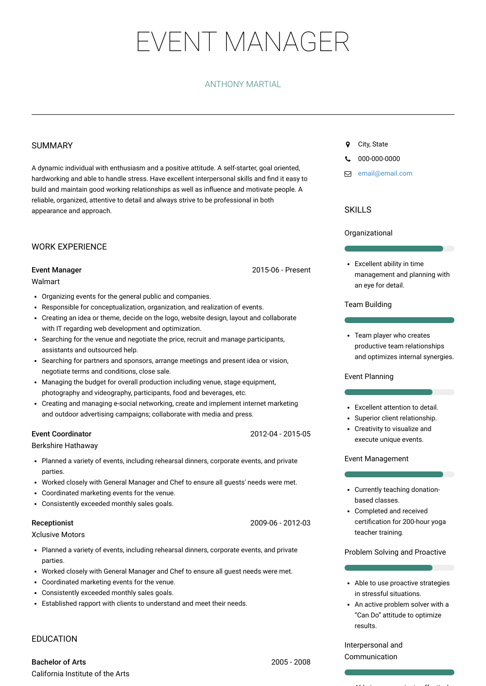 Event Manager Resume Samples And Templates VisualCV