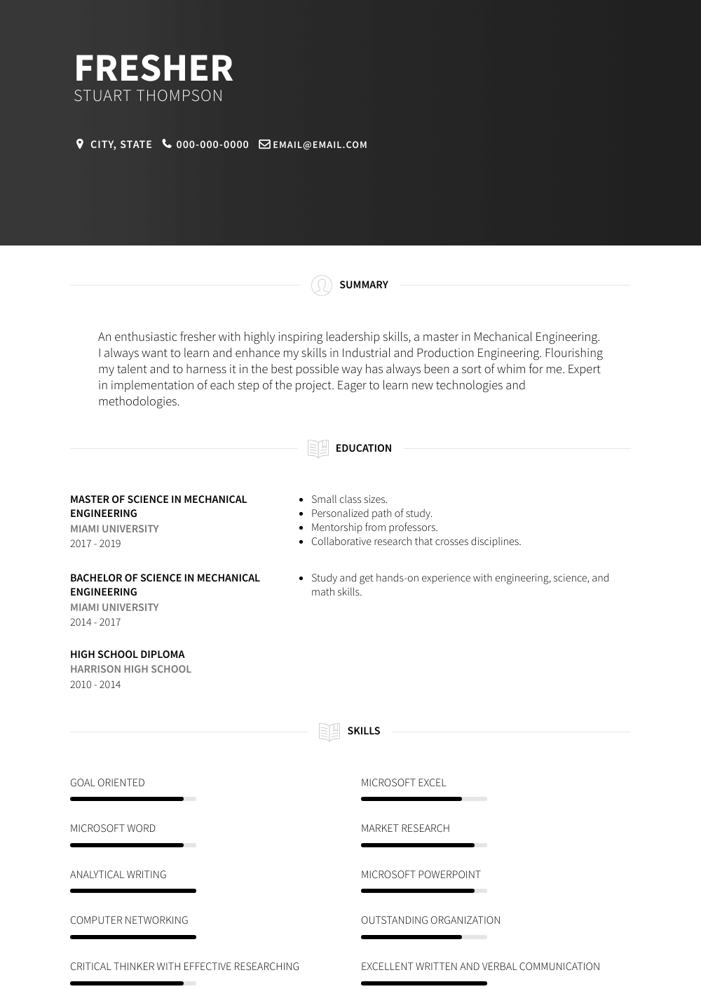 Resume Template For Freshers Pdf PDF Template