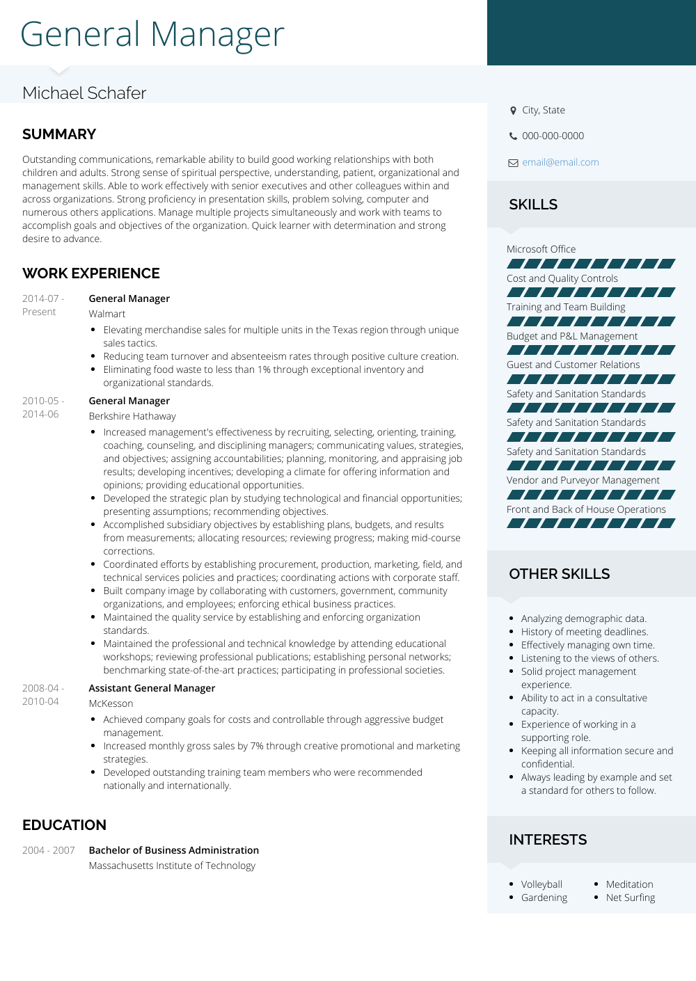 General Manager Resume Samples And Templates VisualCV