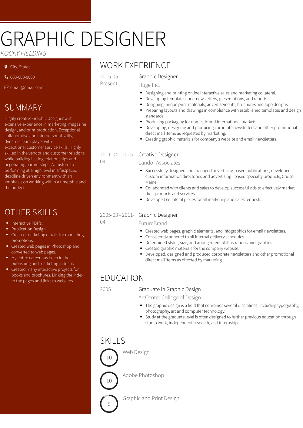 Graphic Designer Resume Example PNG