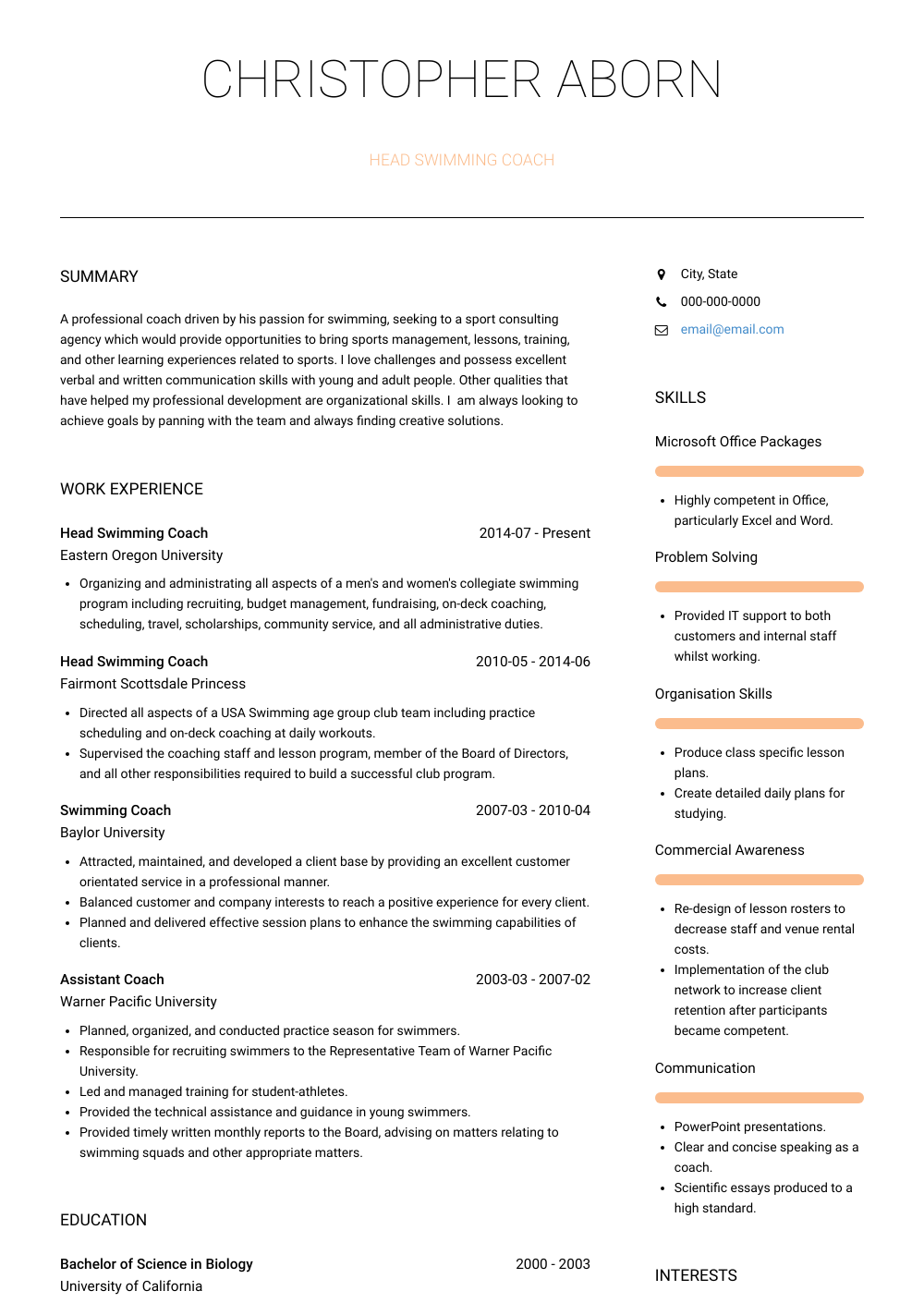 Head Coach Resume Samples And Templates VisualCV