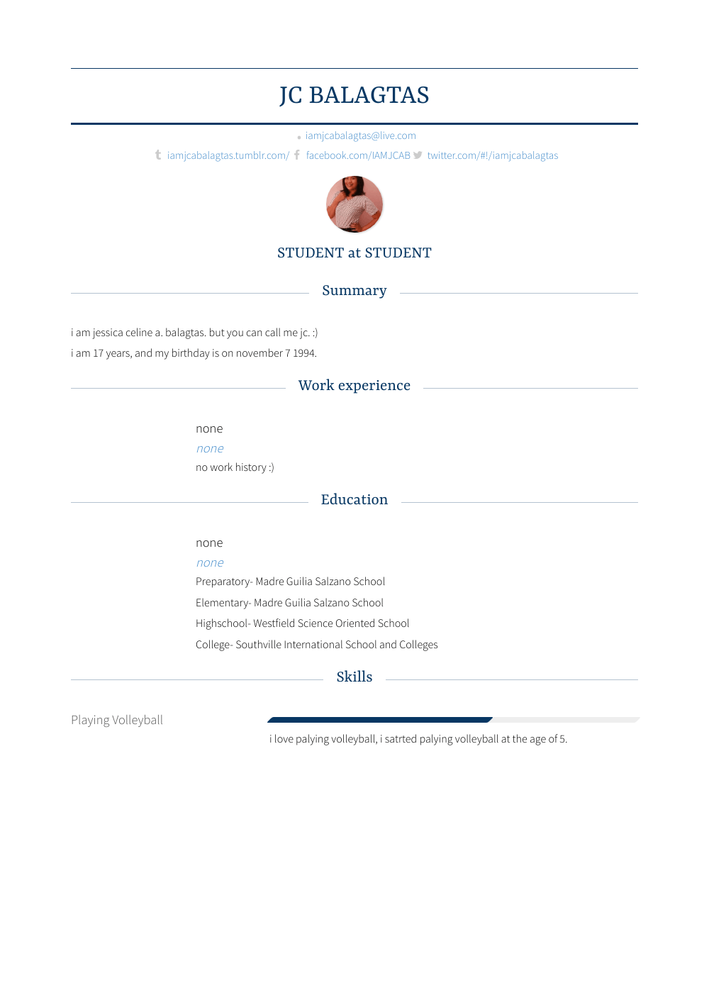 None - Resume Samples and Templates | VisualCV