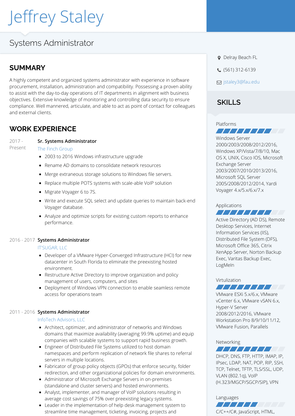 Junior System Administrator Resume Samples System Administrator 