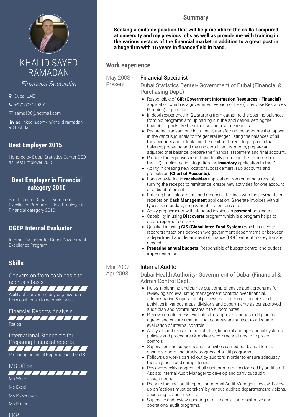 Financial Specialist Resume Samples And Templates VisualCV