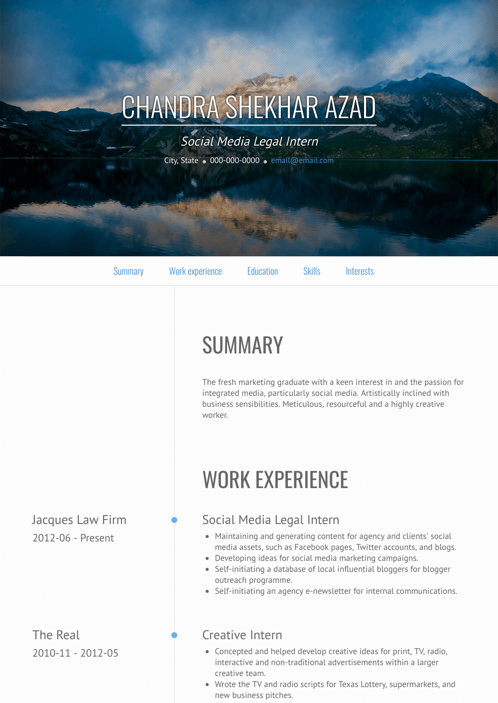 Legal Intern - Resume Samples and Templates | VisualCV