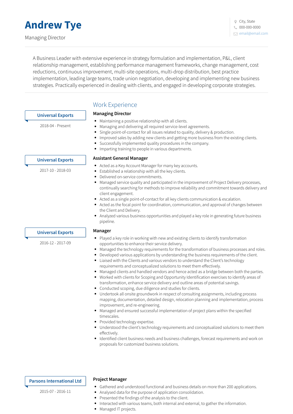 Managing Director Resume Samples And Templates VisualCV