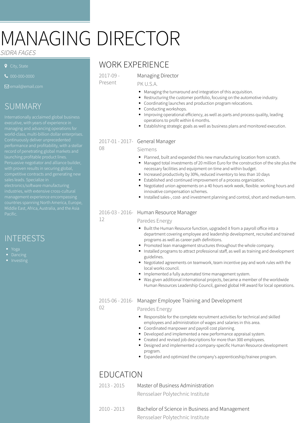 Managing Director Resume Samples And Templates VisualCV