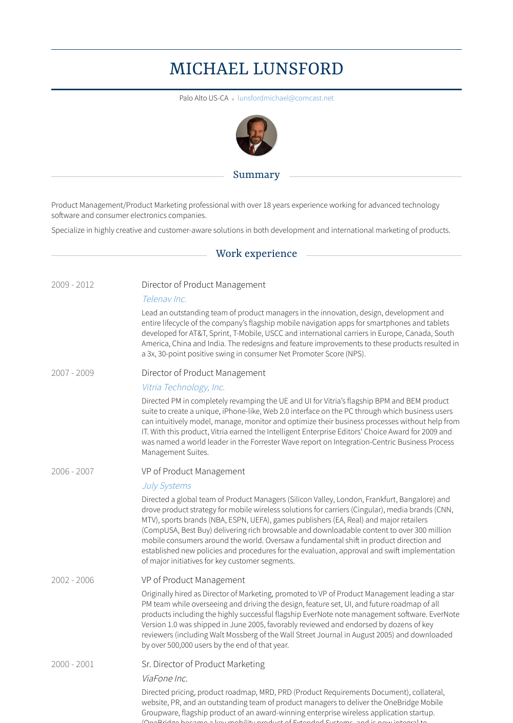 Director Of Product Management - Resume Samples and Templates | VisualCV