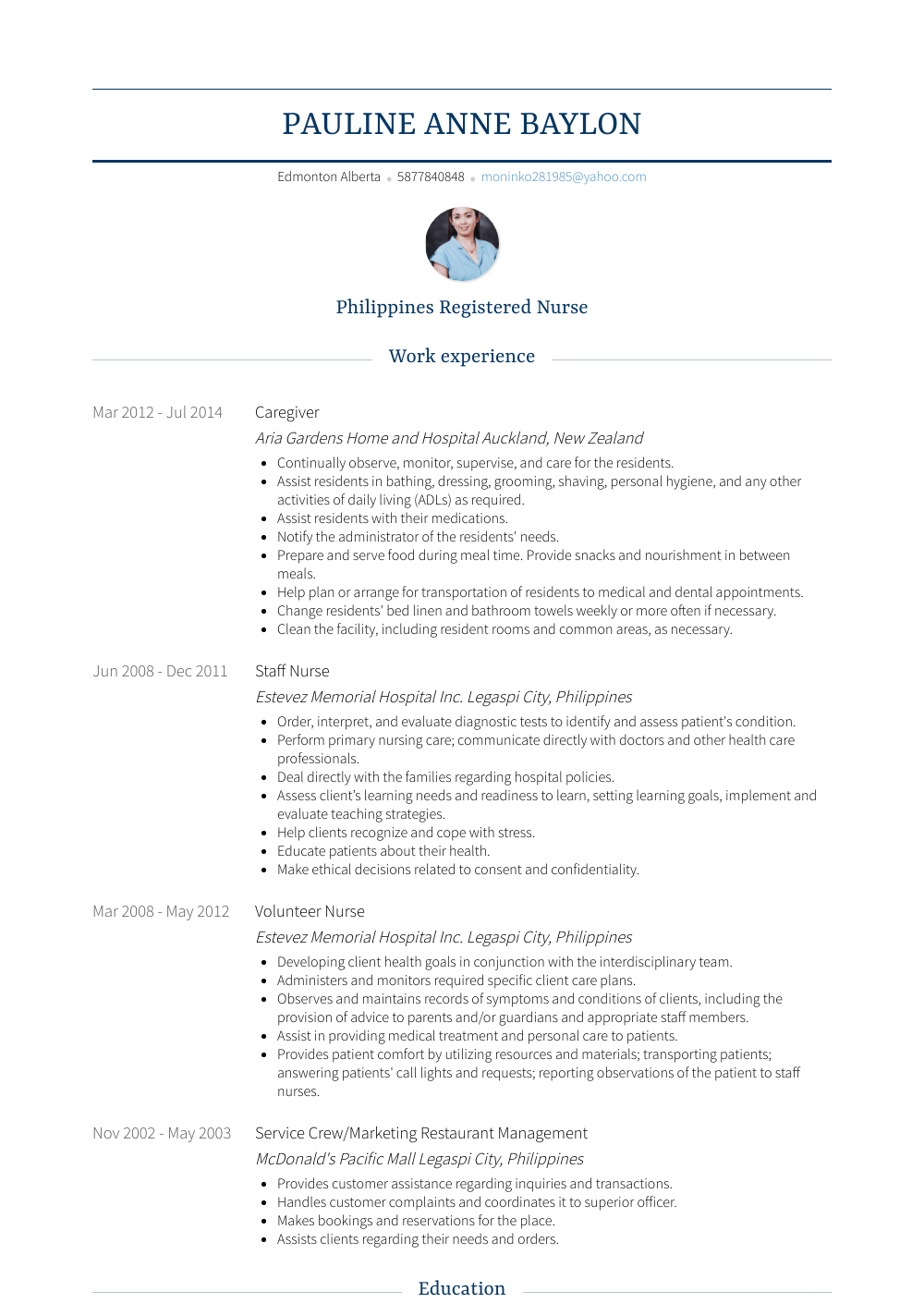 Caregiver Resume Samples And Templates VisualCV