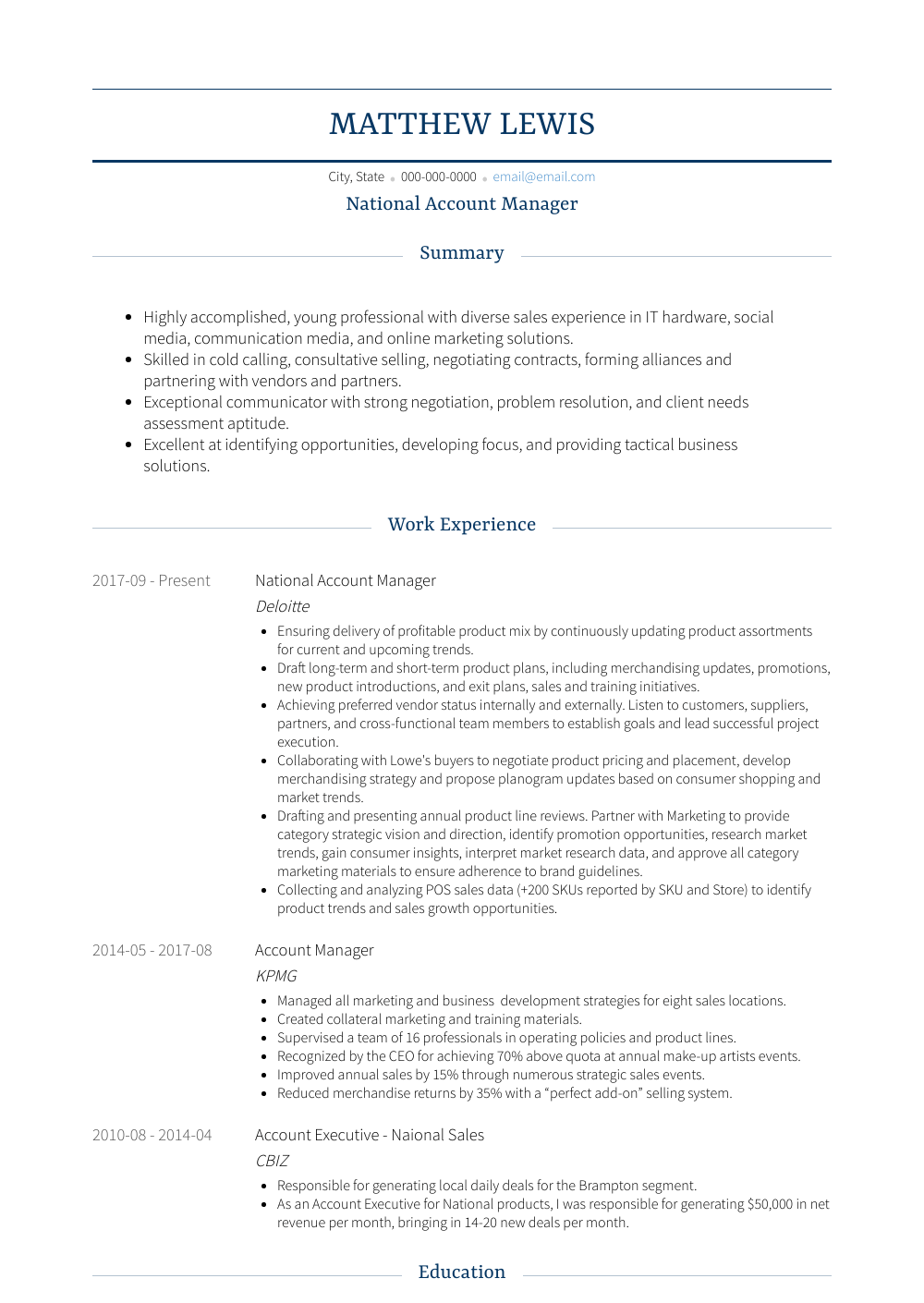National Account Manager Resume Samples And Templates VisualCV
