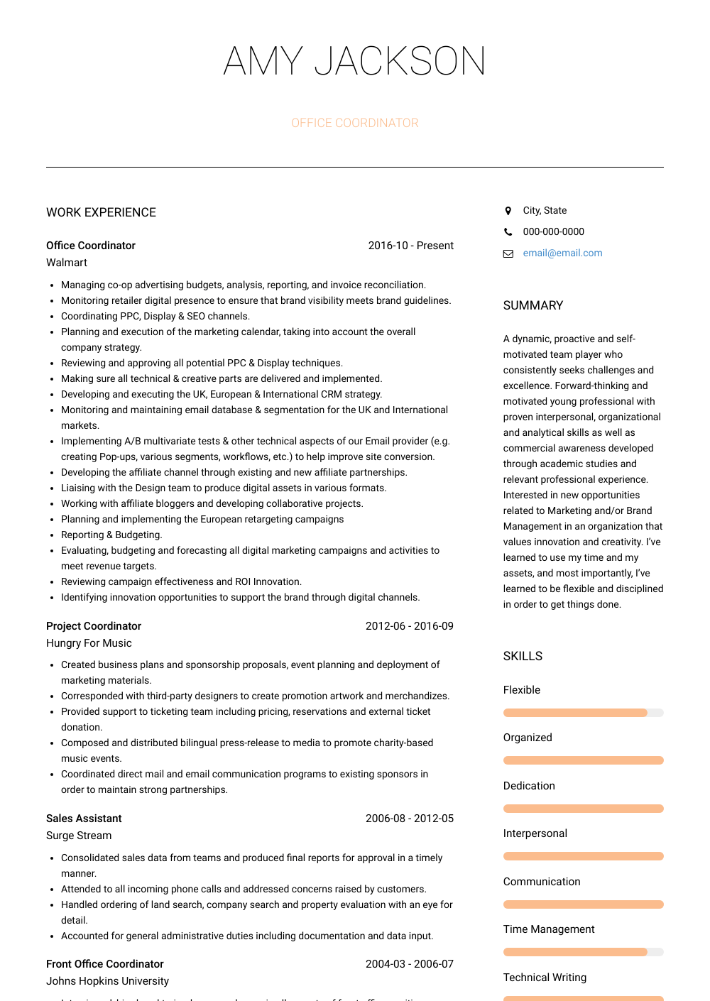 Office Coordinator Resume Samples And Templates VisualCV
