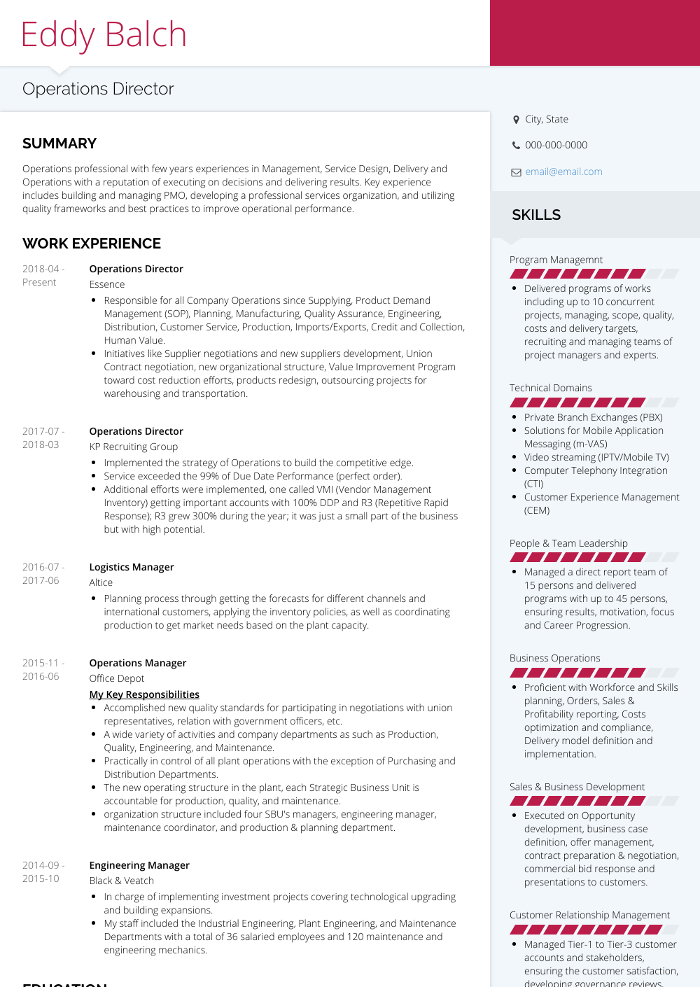 Operations Director Resume Samples And Templates VisualCV