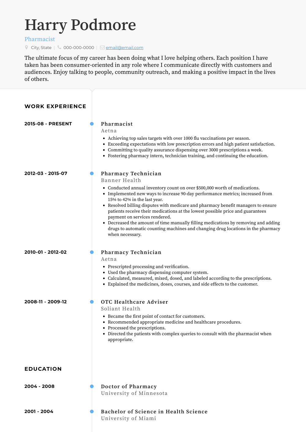 Pharmacist Resume Samples And Templates VisualCV