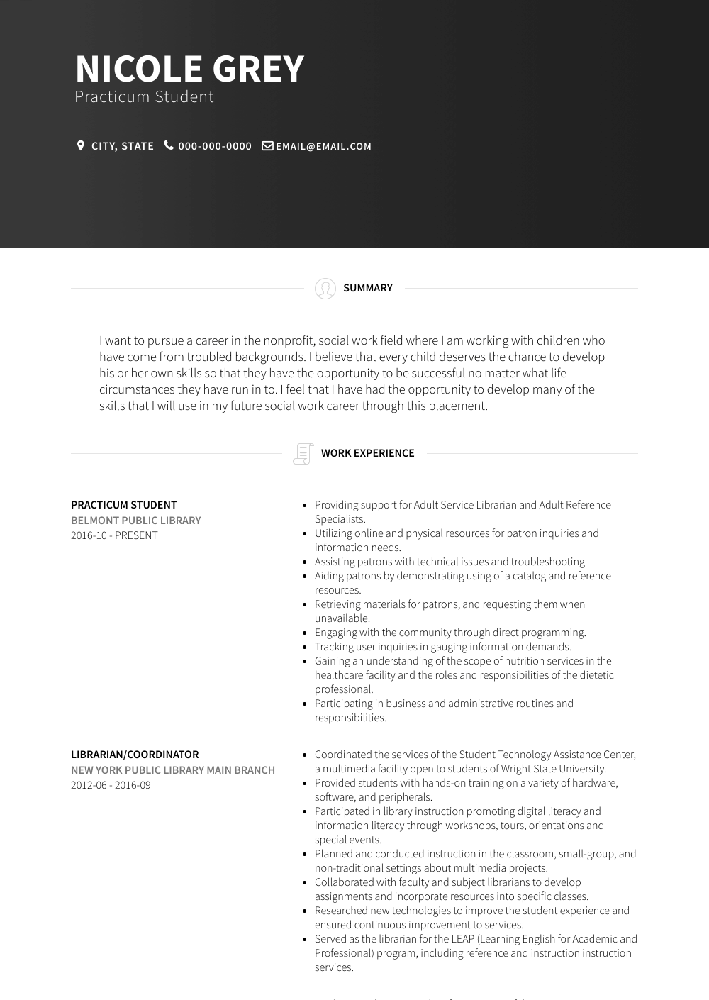 Practicum Student Resume Samples And Templates VisualCV