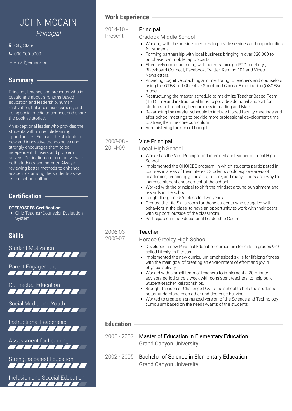 Principal Resume Samples And Templates VisualCV