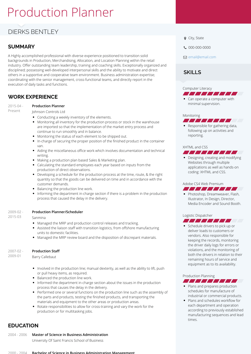 Production Planner Resume Samples And Templates VisualCV Production Planner Resume Samples And Templates VisualCV