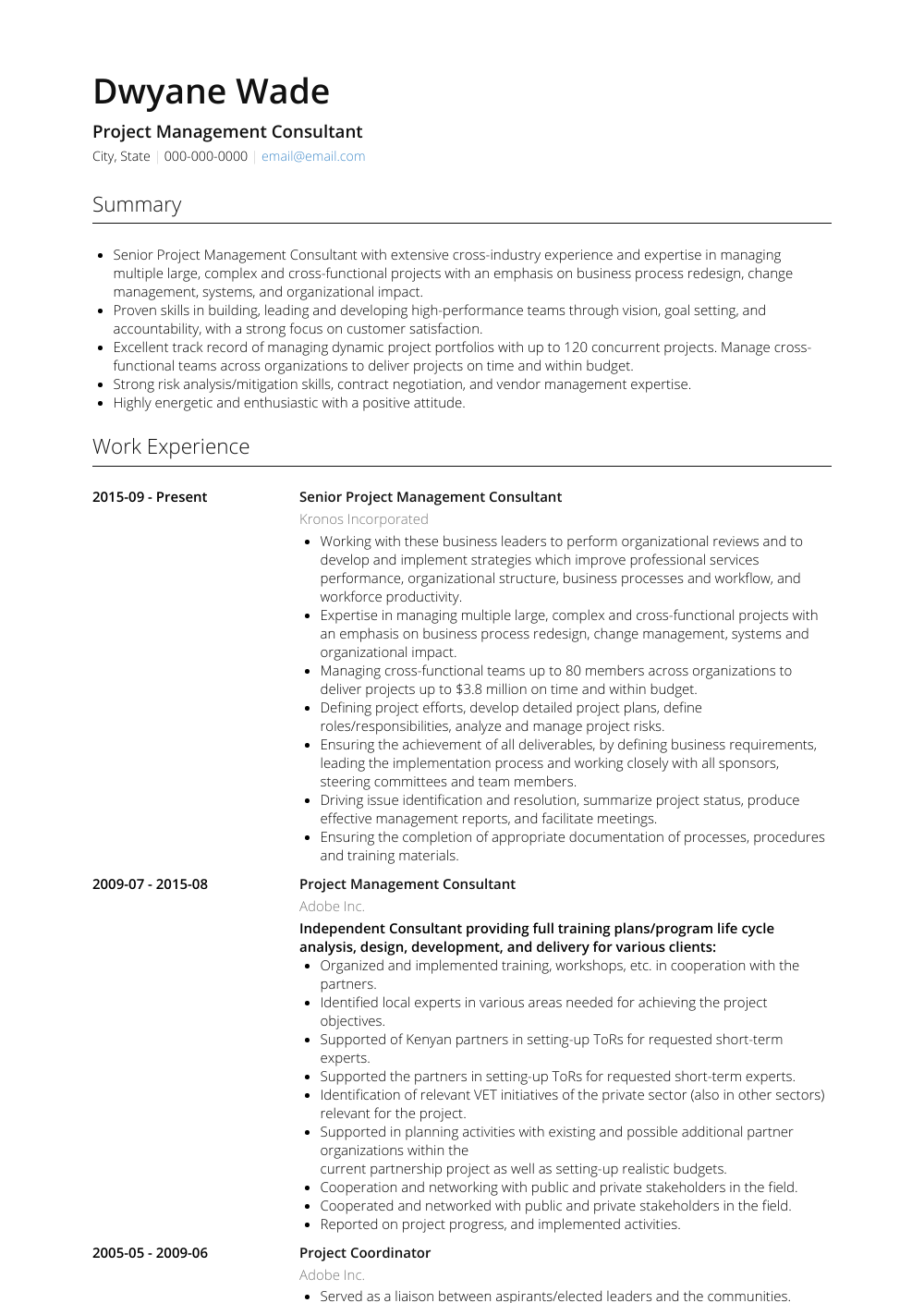 Project Management Consultant - Resume Samples and Templates | VisualCV Project Management Consultant - Resume Samples and Templates | VisualCV