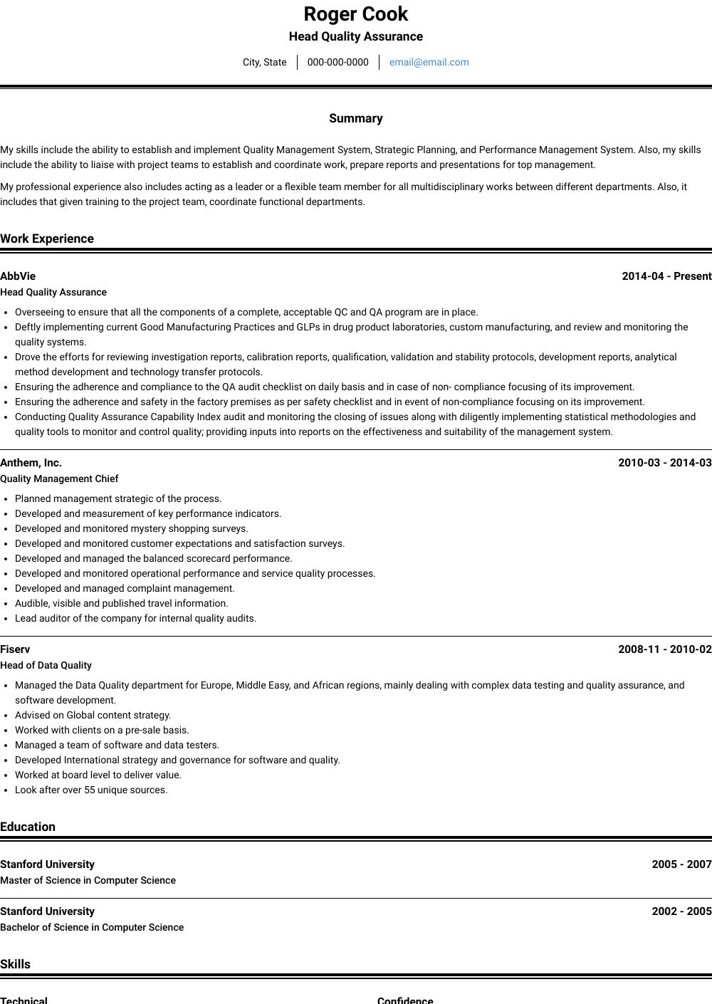 Quality Assurance Manager Resume Samples And Templates VisualCV