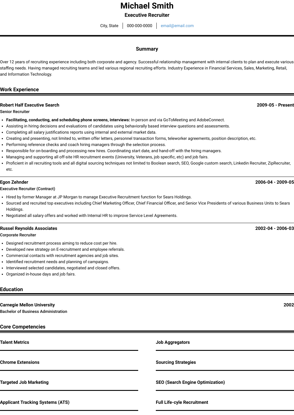 Corporate Recruiter Resume Examples Resume Riset
