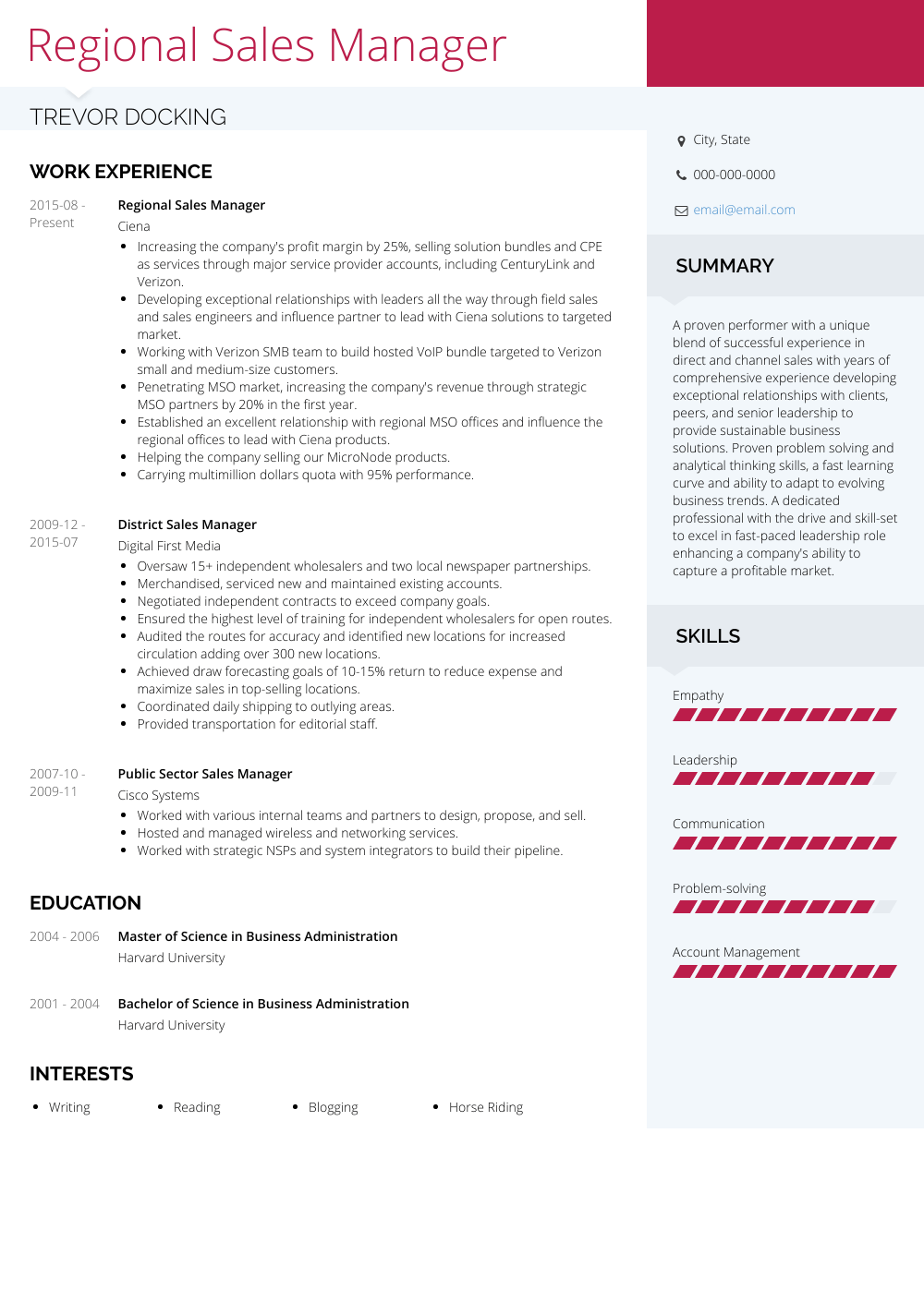 Regional Sales Manager Resume Samples And Templates VisualCV