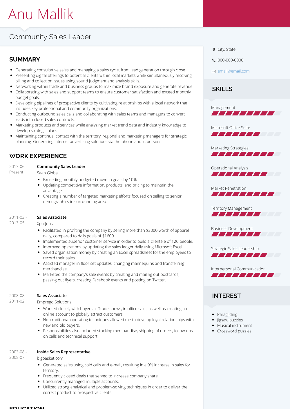 Sales Lead Resume Samples And Templates VisualCV