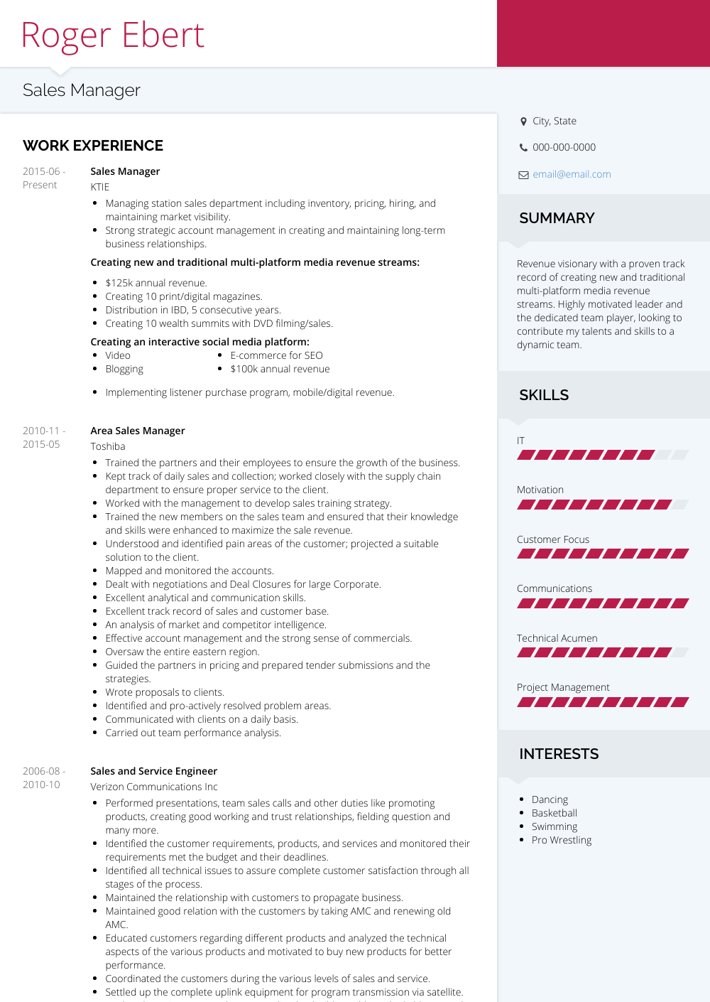 Sales Manager Resume Samples And Templates VisualCV
