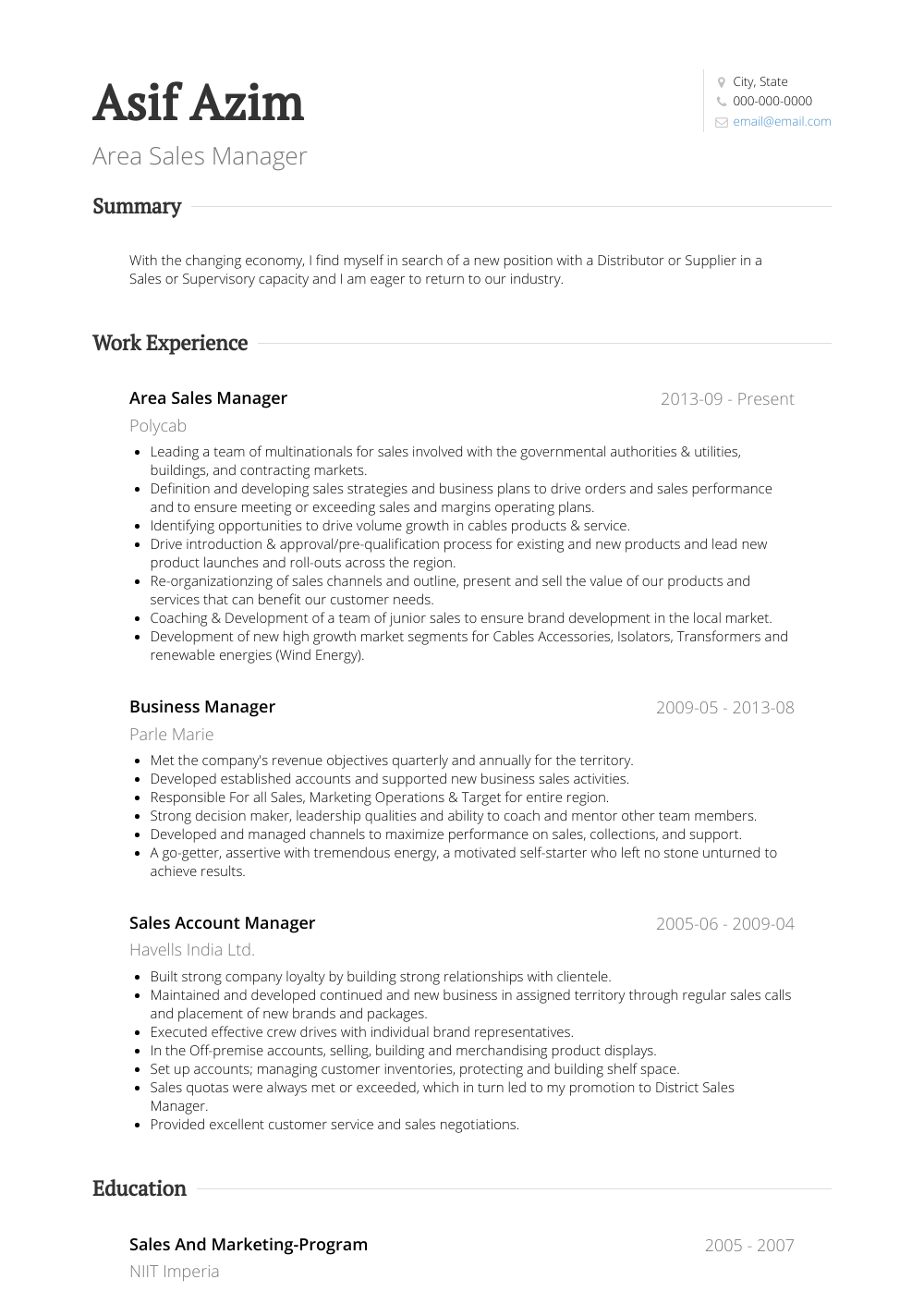 Salesman Resume Samples And Templates VisualCV