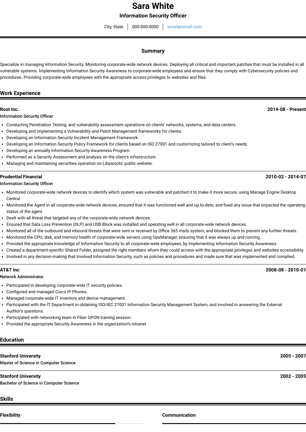 Security Resume Samples And Templates VisualCV