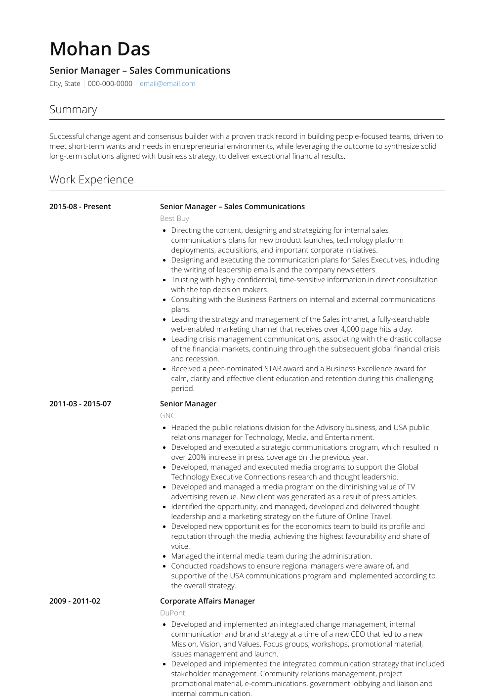 Senior Manager Resume Samples And Templates VisualCV