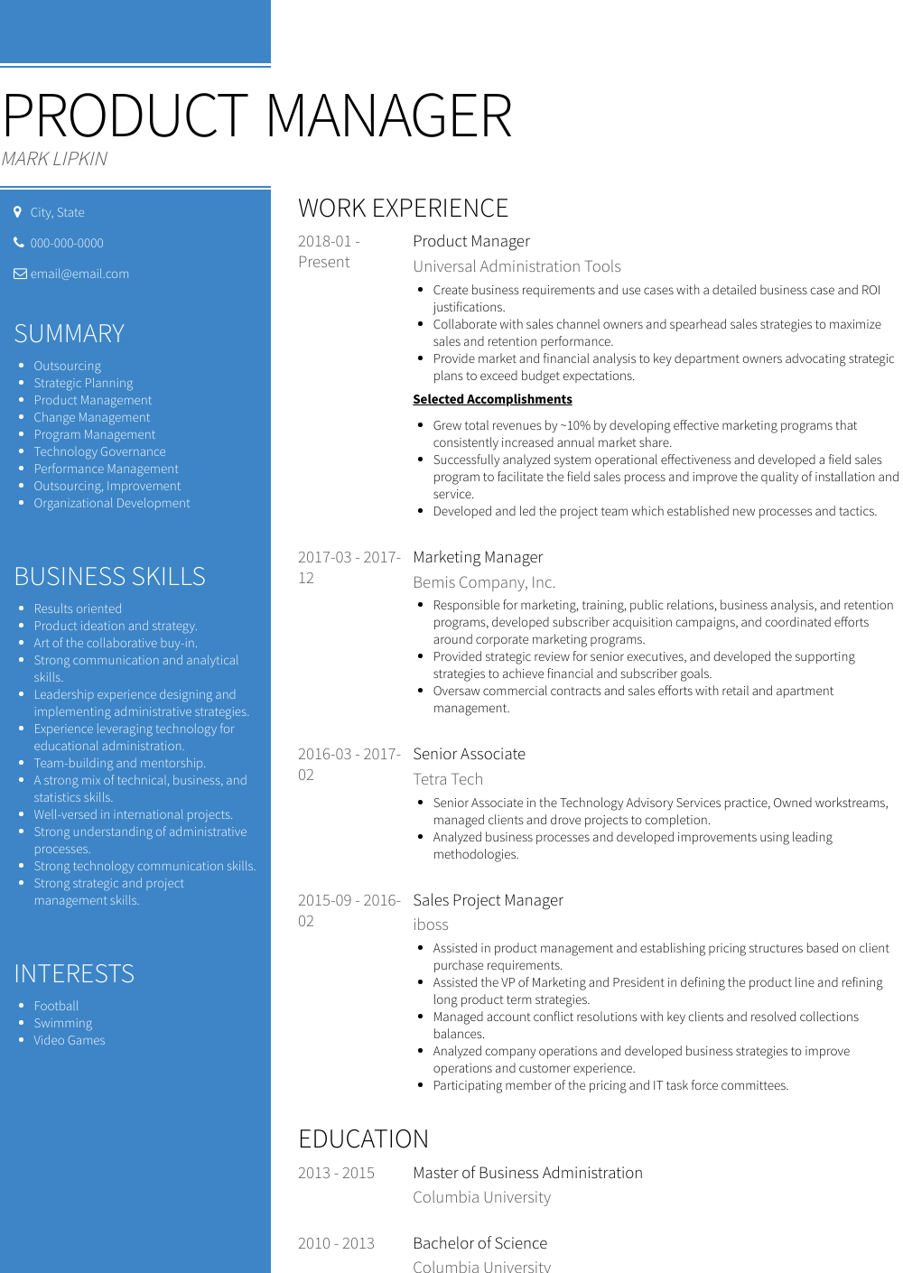 Product Manager Resume Template Product Marketing Manager Resume 
