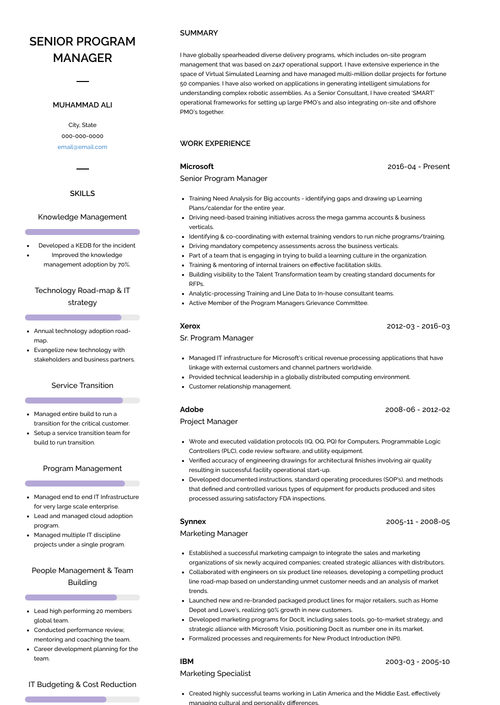 Senior Program Manager Resume Samples And Templates VisualCV