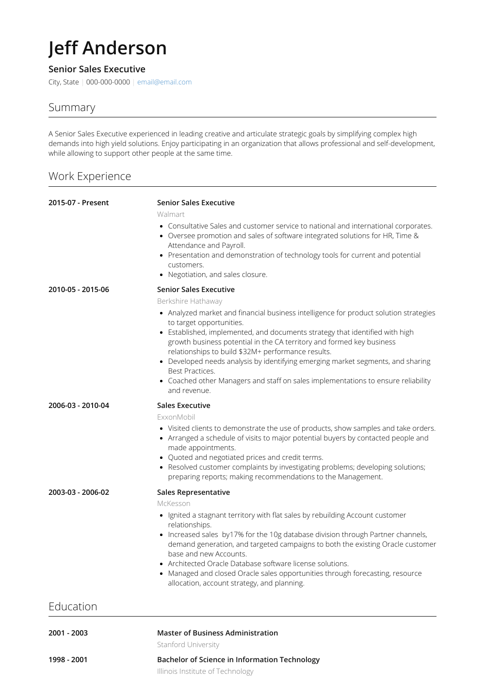 Senior Sales Executive Resume Samples And Templates VisualCV