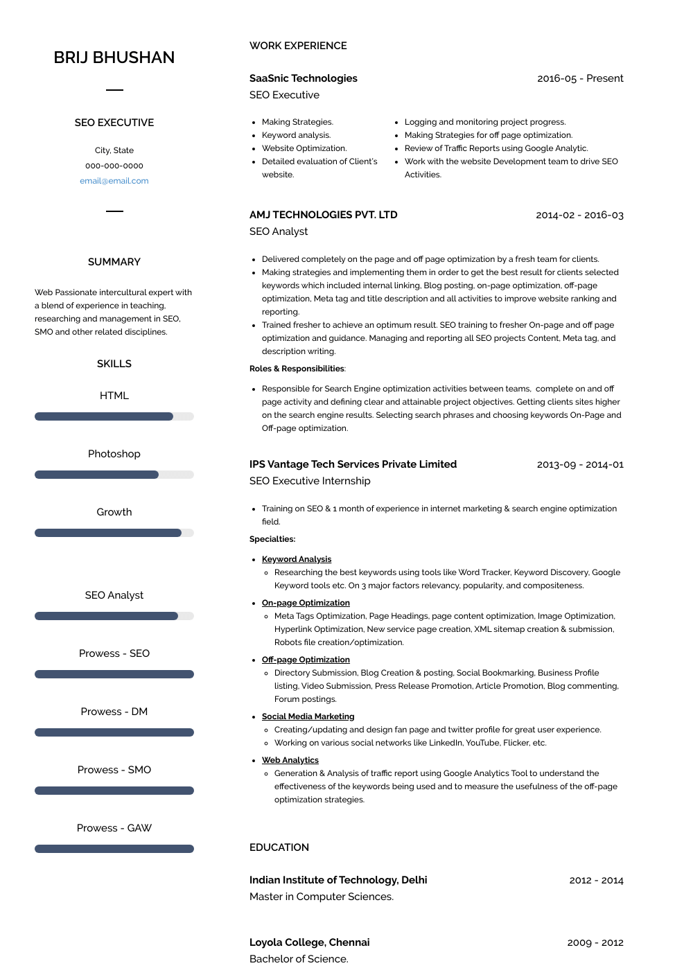 Seo Executive Resume Samples And Templates VisualCV