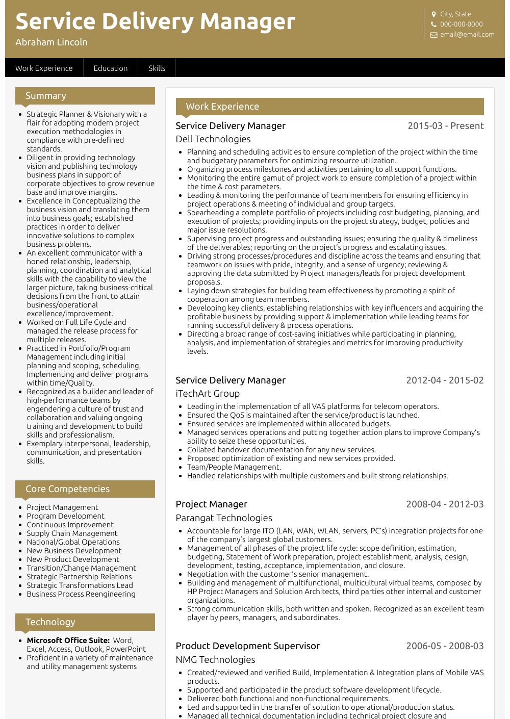 Delivery Director Resume February 2021
