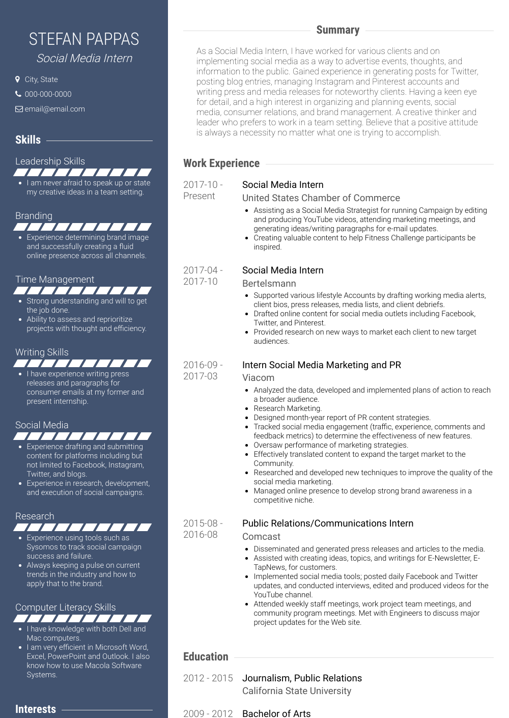 Social Media Intern Resume Samples And Templates VisualCV