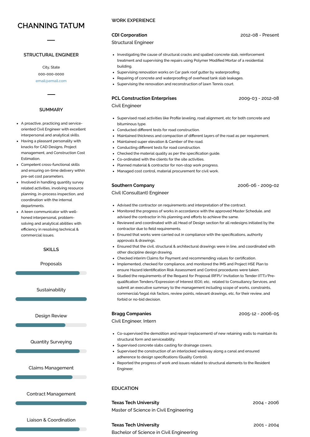Structural Engineer Resume Samples And Templates VisualCV