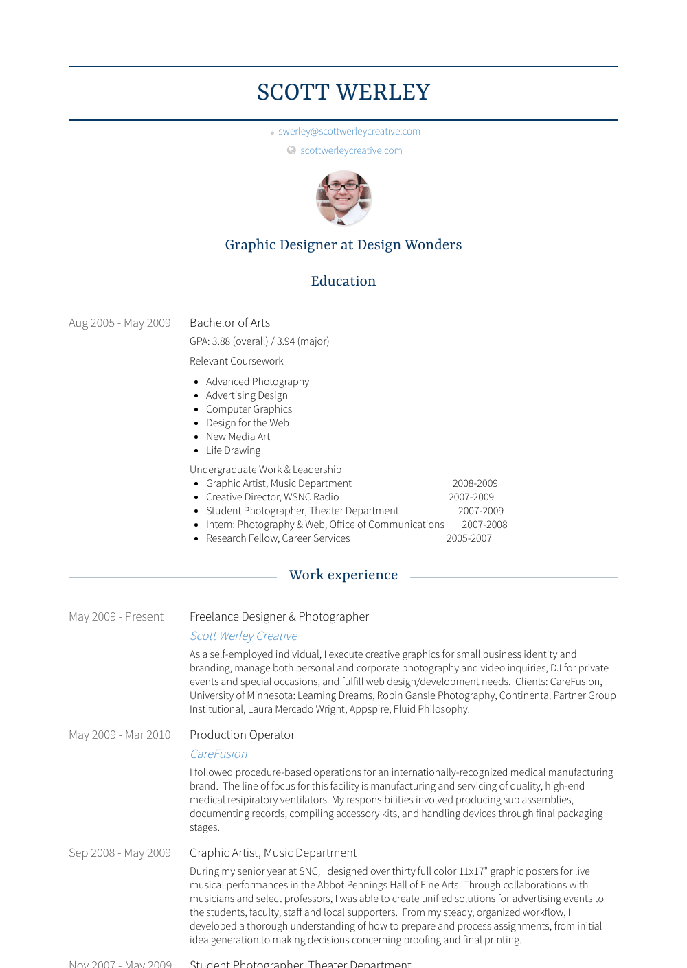 Freelance Designer - Resume Samples and Templates | VisualCV