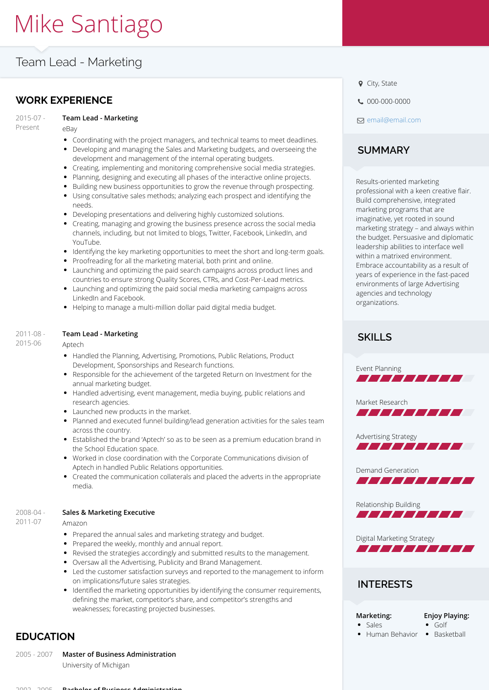 Team Lead Resume Samples And Templates VisualCV