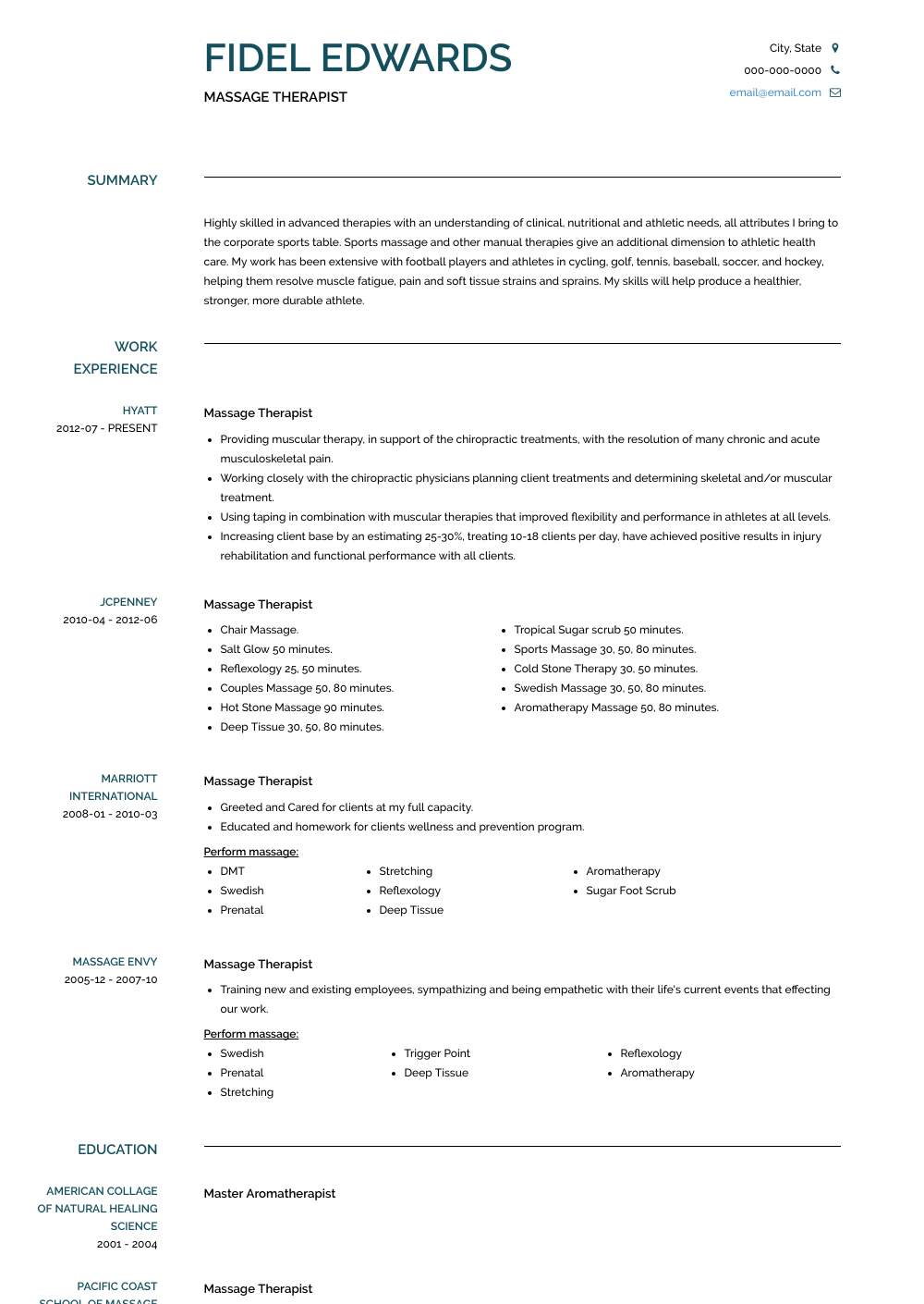 Therapist Resume Samples And Templates VisualCV