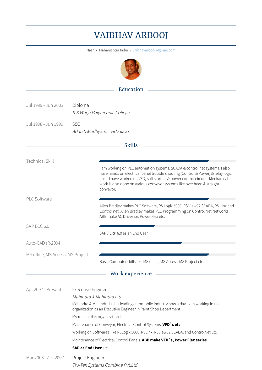 Executive Engineer - Resume Samples and Templates | VisualCV