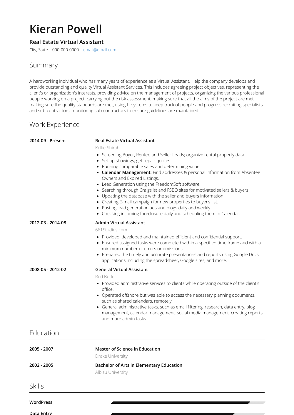 Virtual Assistant Resume Samples And Templates VisualCV