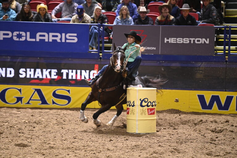 Emily Beisel and Liza Win NFR Round 6 Barrel Racing